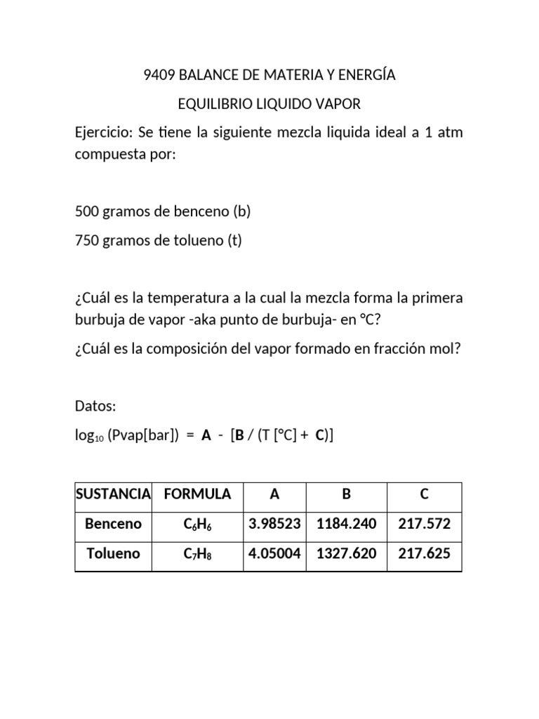 Punto de Burbuja | PDF