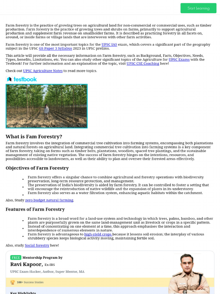 What Is Farm Forestry - Know Its Objectives, Features & More | PDF