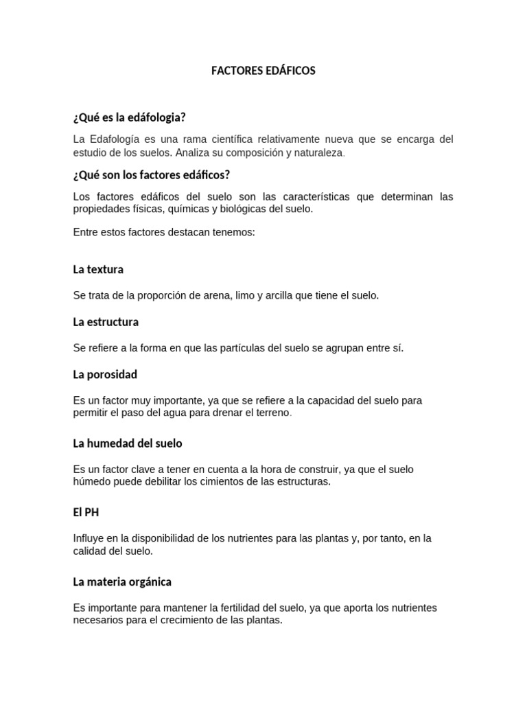 FACTORES EDÁFICOS | PDF