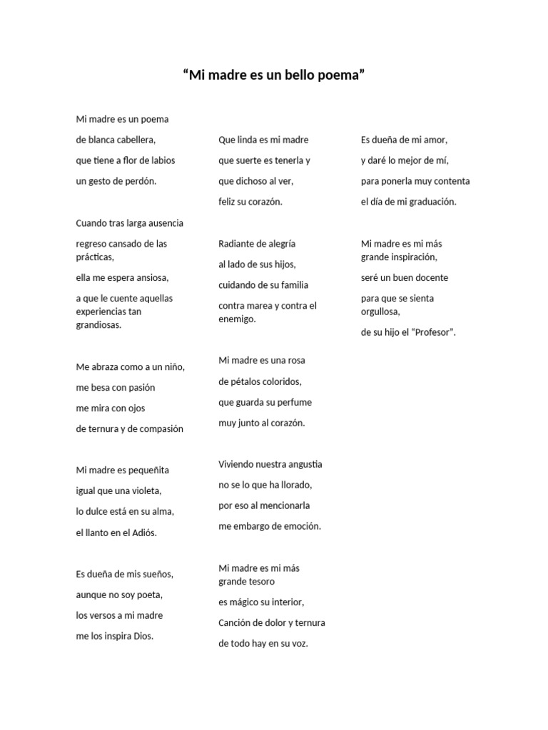 Mi Madre Es Un Bello Poema | PDF