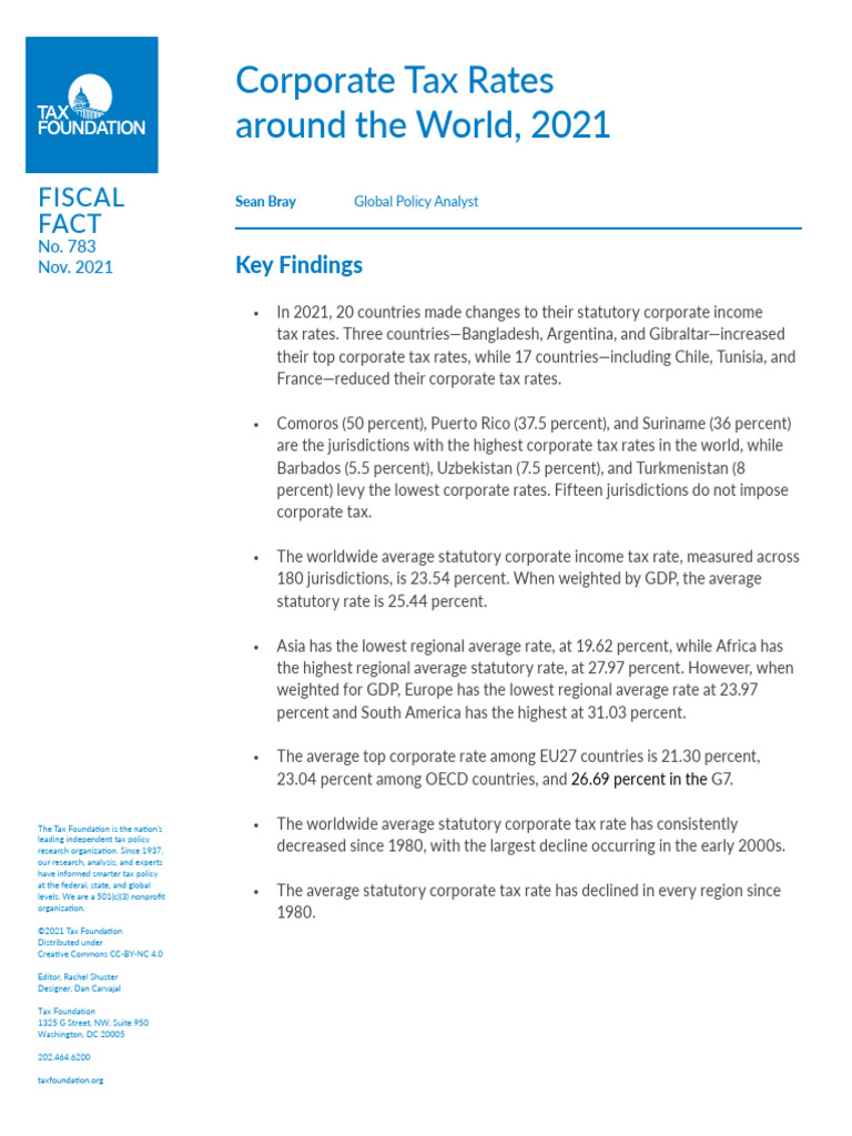 Global Corporate Tax Rates 2021 | PDF | Taxes | Tax Rate