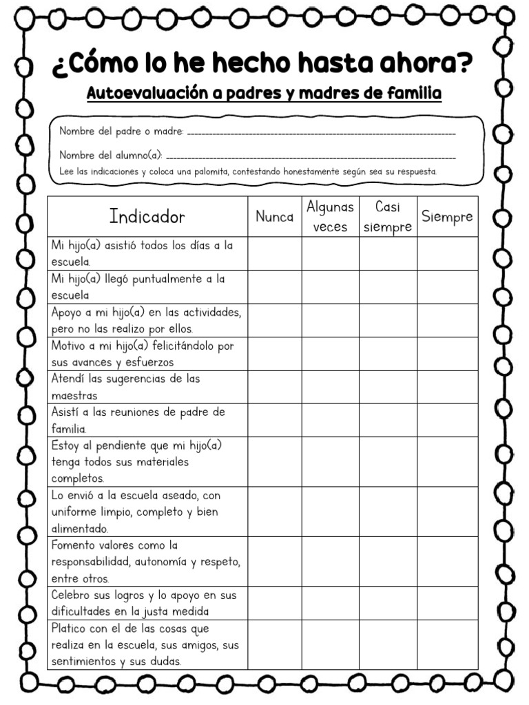 Autoevaluación para Padres de Familia | PDF