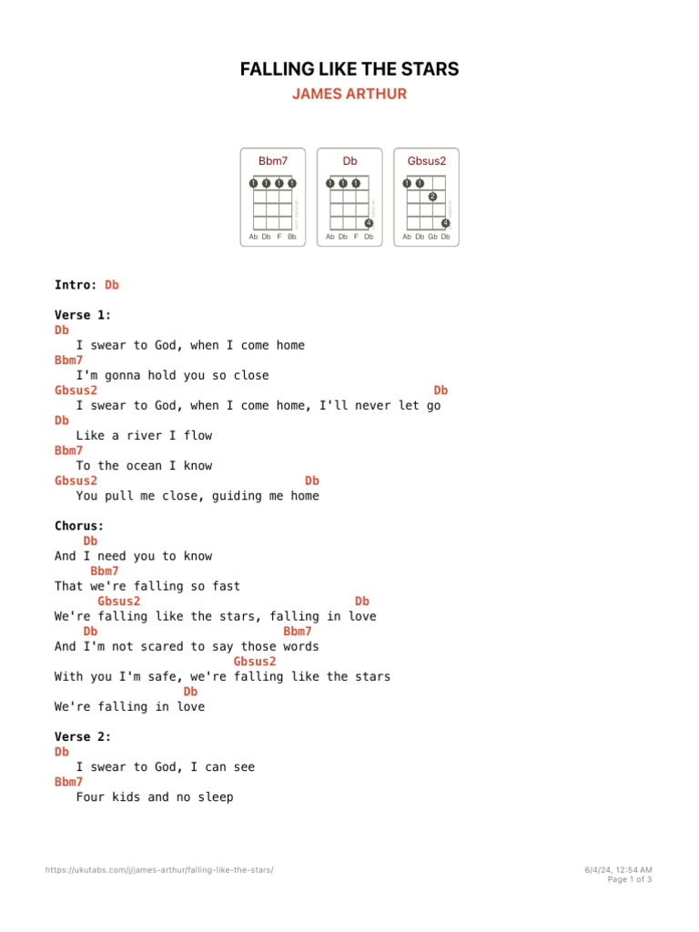 Falling Like the Stars Lyrics & Chords | PDF | Songs | Musical Forms