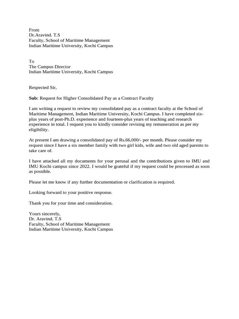 Request for Pay Review as Contract Faculty | PDF