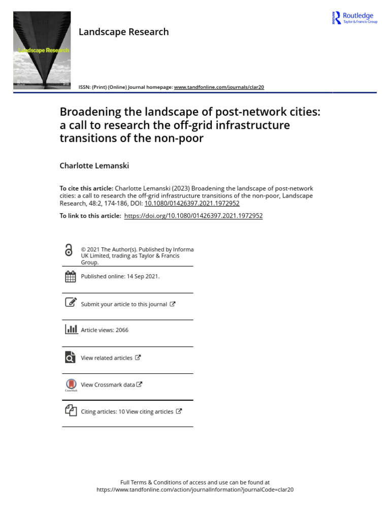 Broadening the landscape of post-network cities a call to research the ...