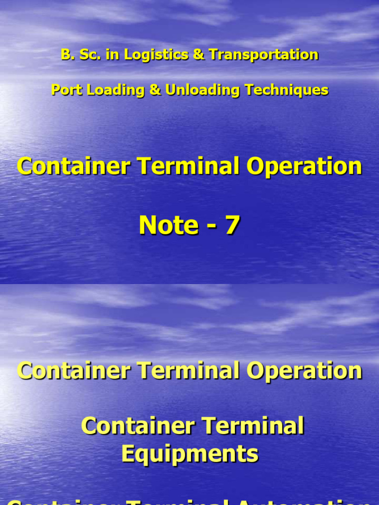 7 Container Terminal Operations & Equipments | PDF | Crane (Machine) | Containerization