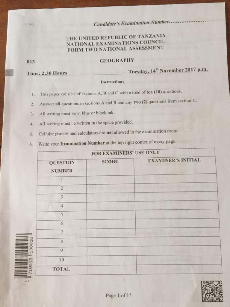 Geography - F2 - 2017 | PDF