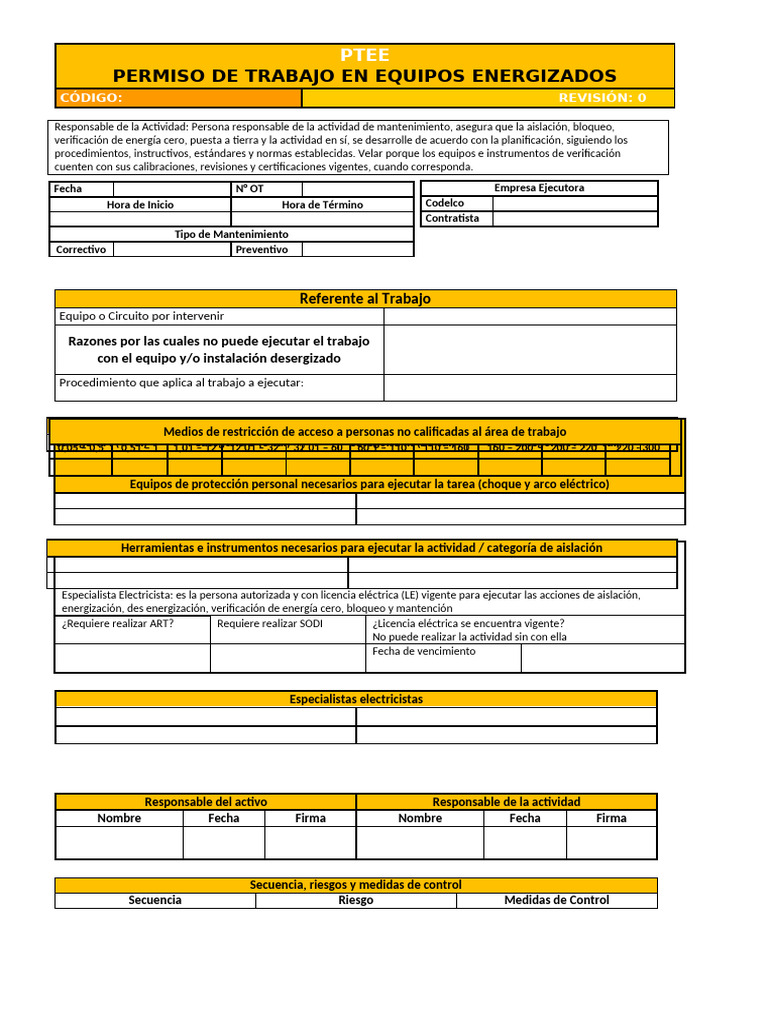 Formulario PTEE_V2 | PDF | Electricidad