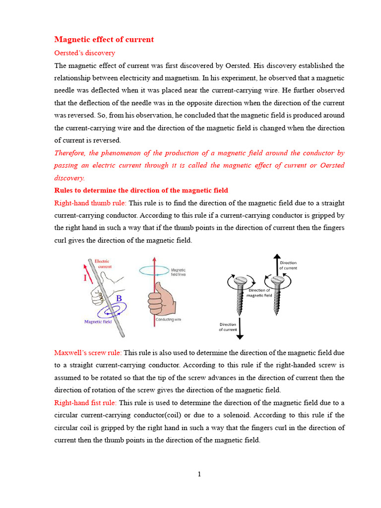 Oersted's Discovery and Magnetic Effects | PDF | Magnetic Field | Magnetism
