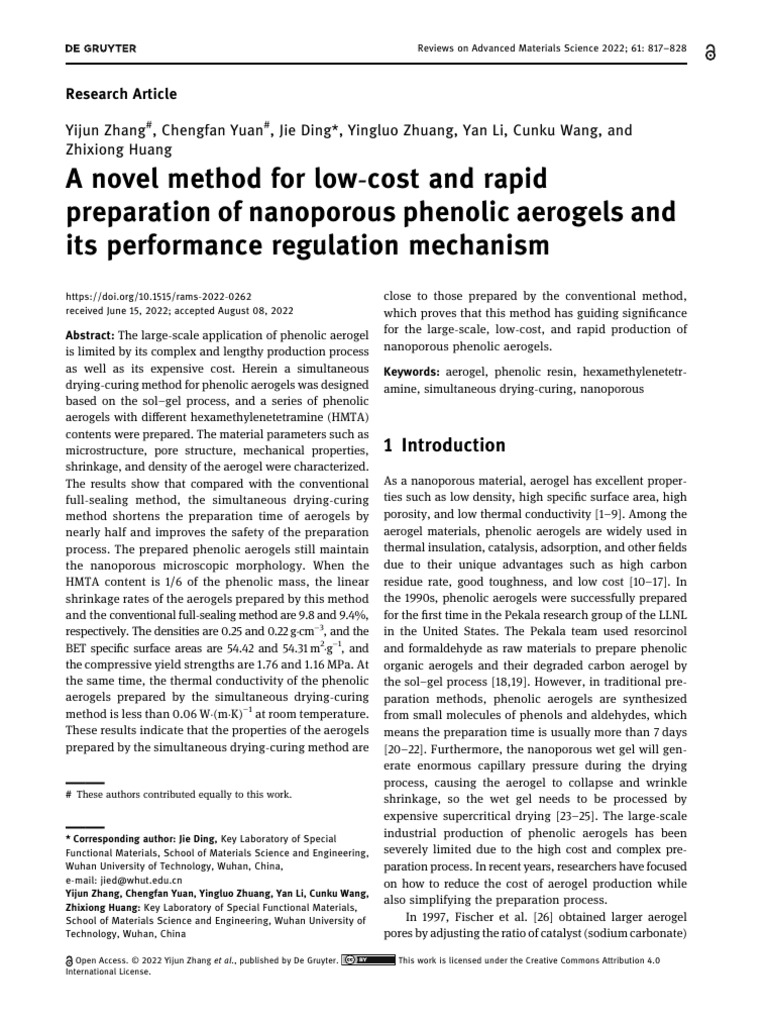 A Novel Method For Low-Cost and Rapid Preparation | PDF | Adsorption ...