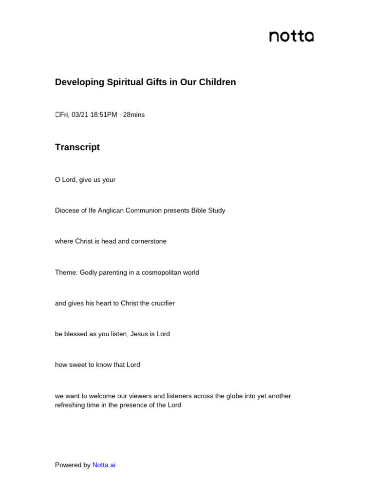 Developing Spiritual Gifts in Our Children | PDF | Samuel | Prayer