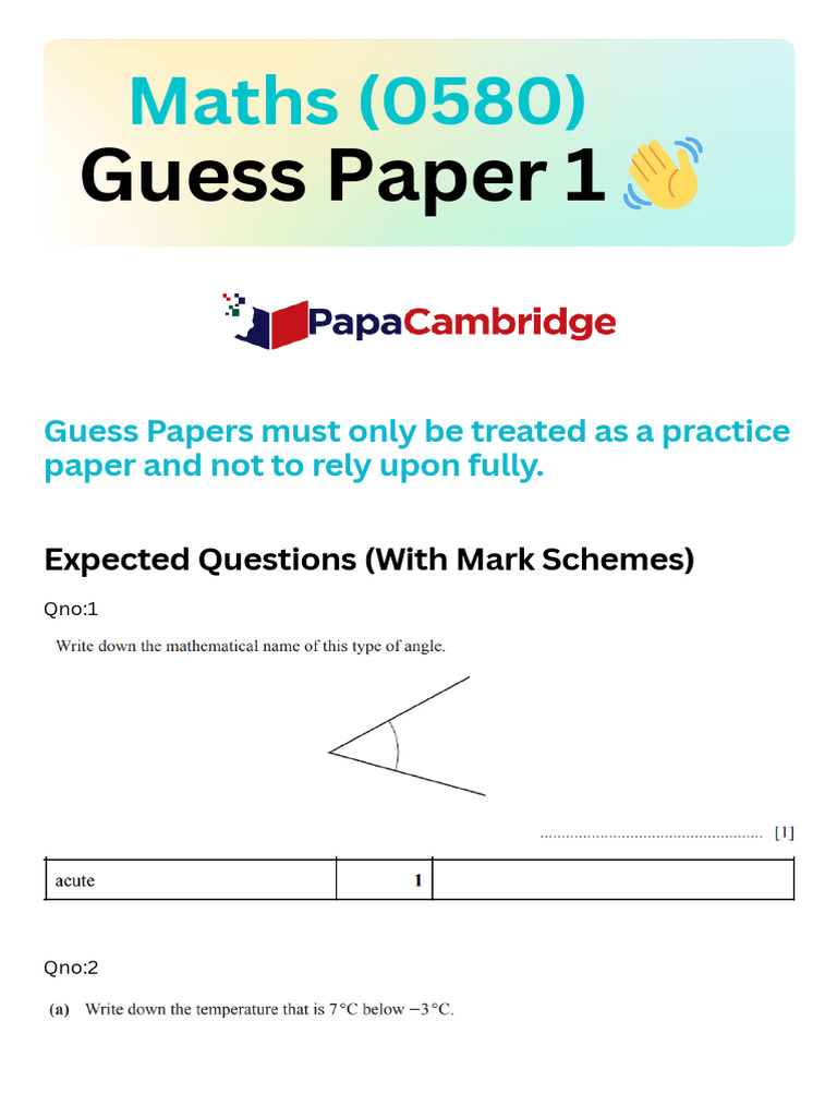IGCSE Maths paper 01 0580 3 | PDF