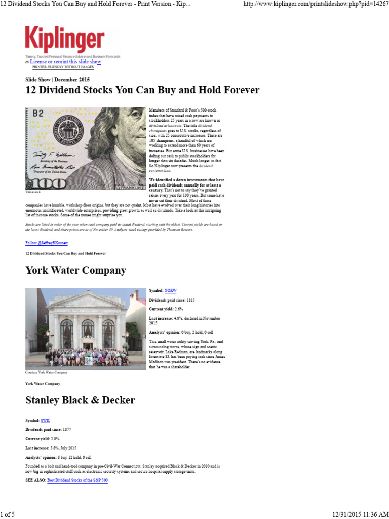 Stocks That Pay Dividens 2015 | PDF | Dividend | Companies