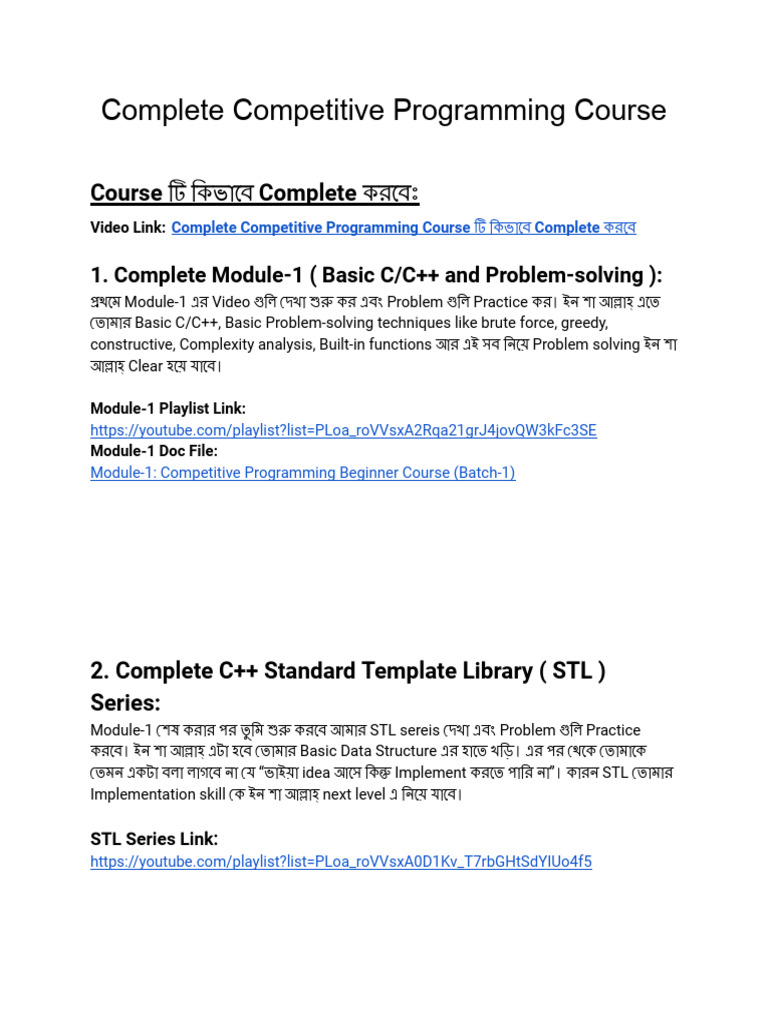 Complete Competitive Programming Course | PDF