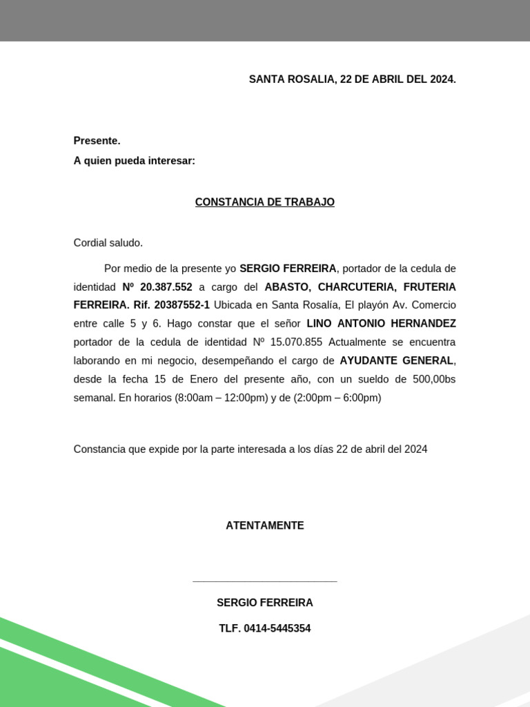 18-carta-laboral-constancia-de-trabajo | PDF