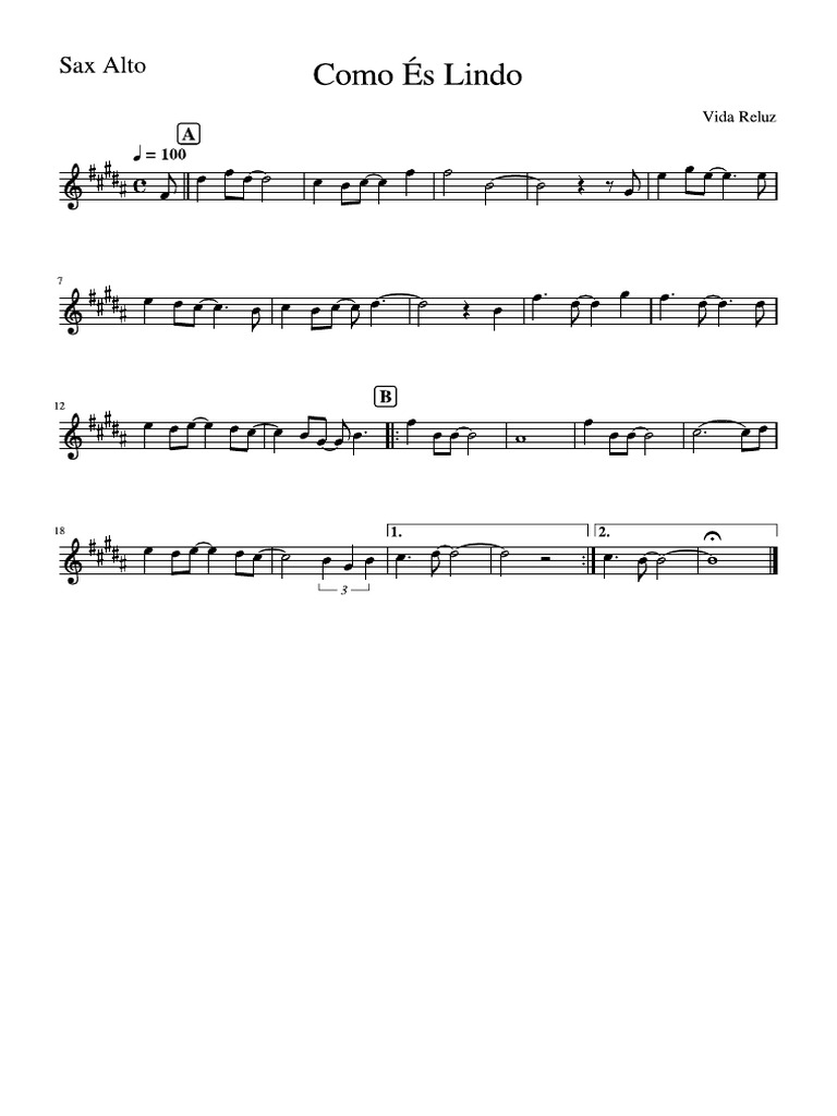 Como És Lindo (Sax Alto) | PDF