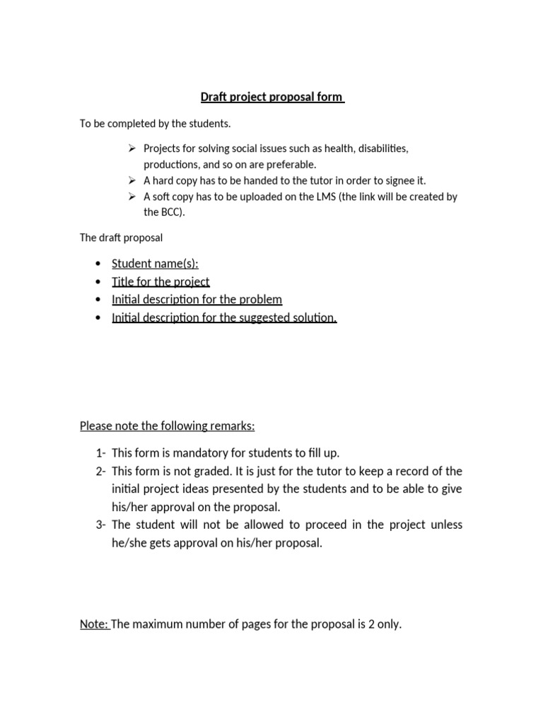 Draft Project Proposal Form | PDF