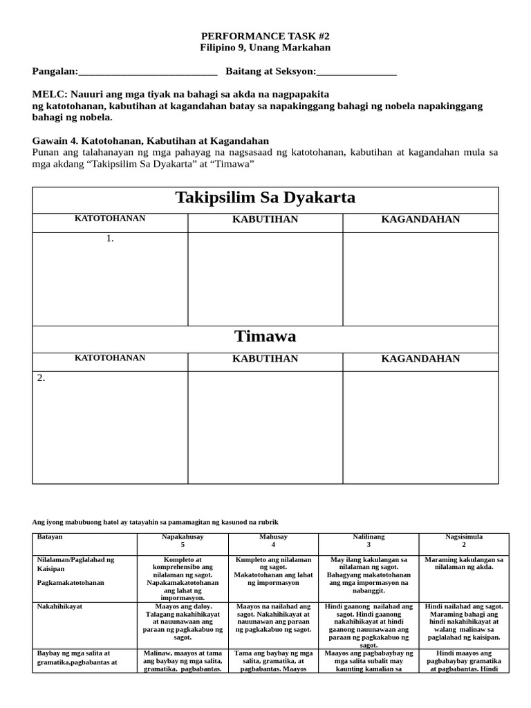 Performance Task 1.2 2022 2023 | PDF