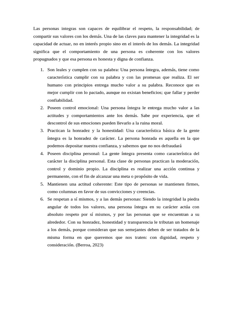 Características de una Persona Íntegra | PDF