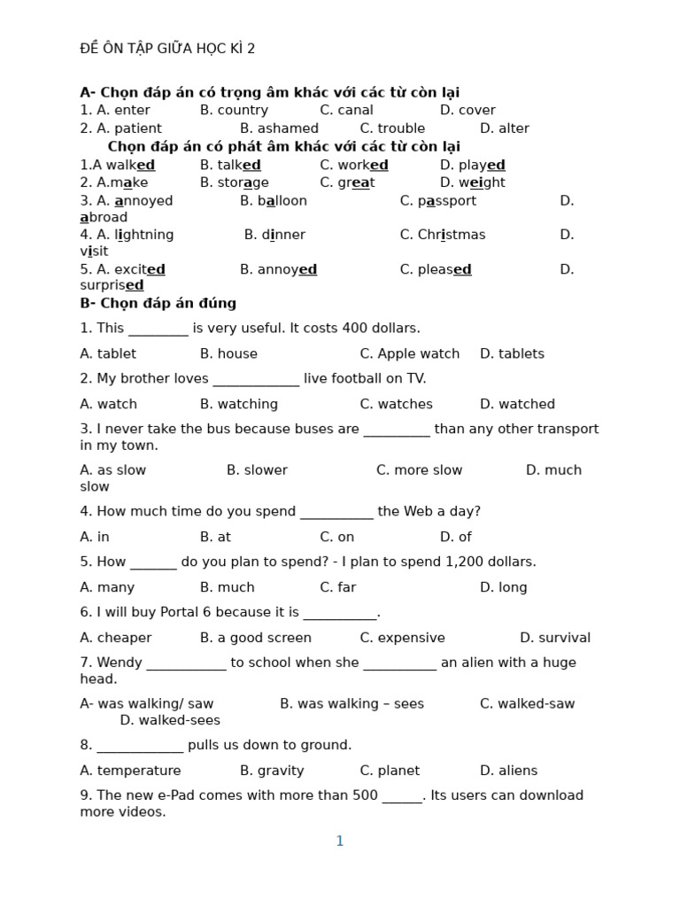 đề ôn giữa kì 2 - sửa gần xong | PDF | Laptop | Unidentified Flying Object