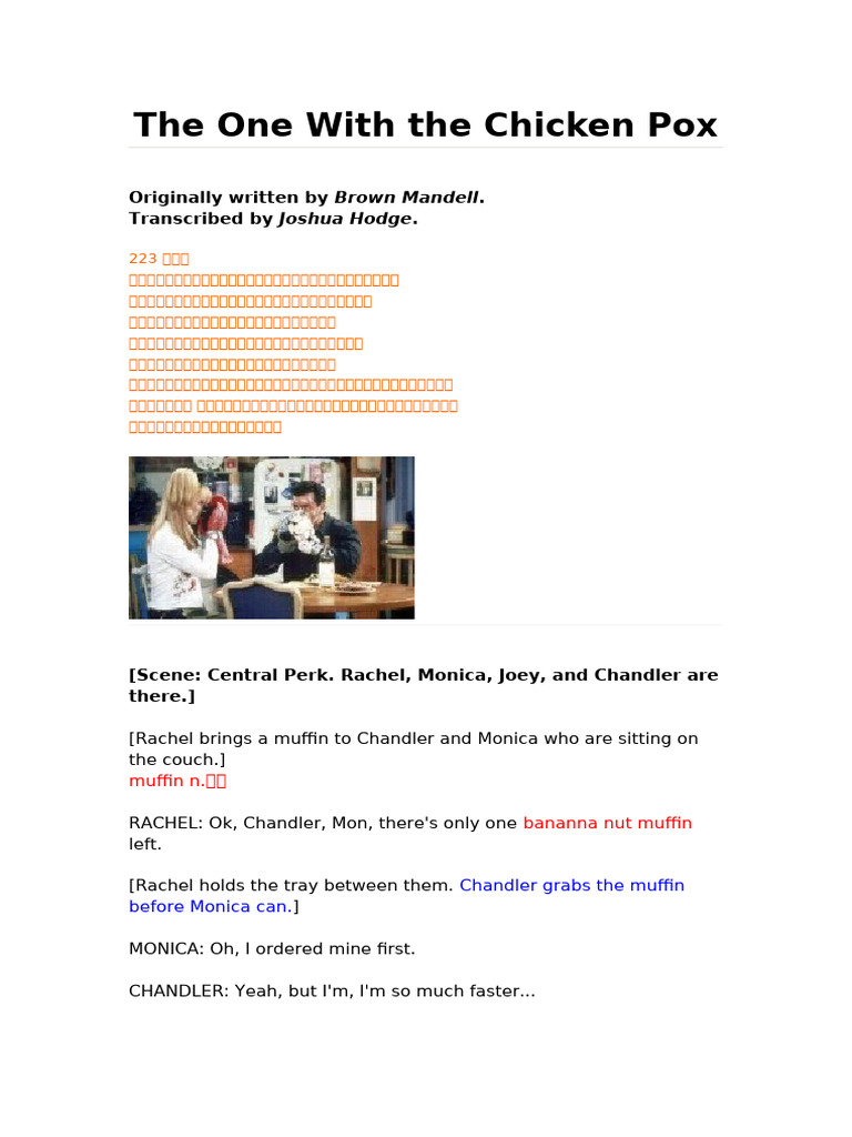 【223】The One With the Chicken Pox - 050012 | PDF | Friends