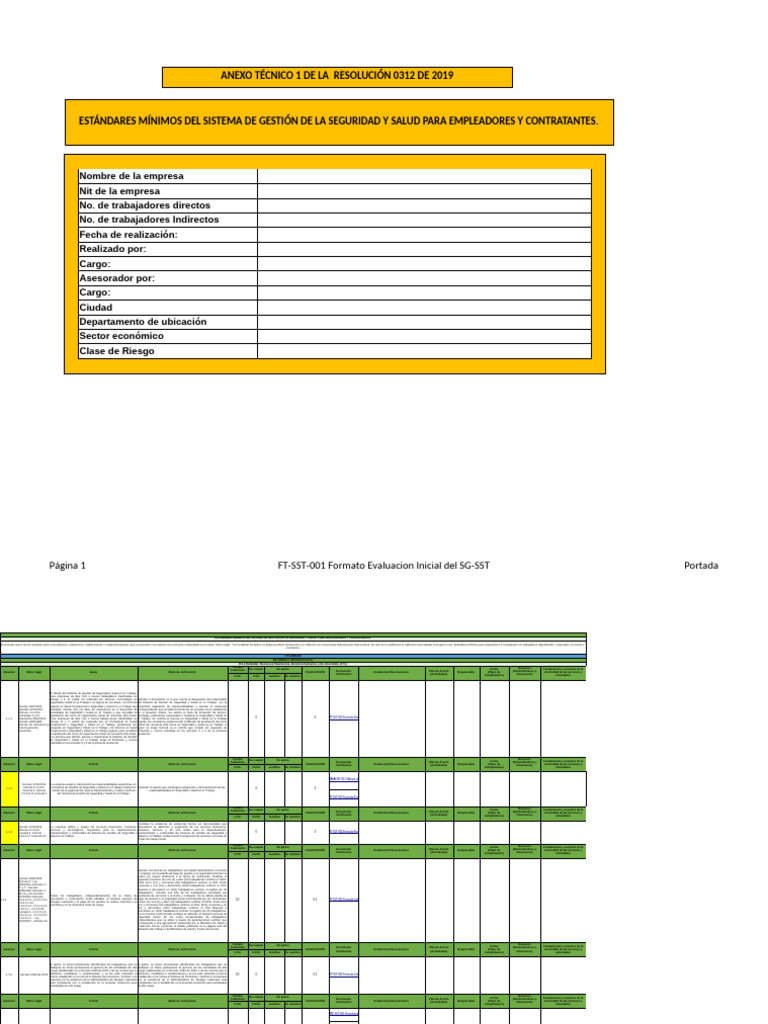 FT-SST-001 Formato Evaluacion Inicial Del SG-SST (1) | PDF | Business | Derecho laboral