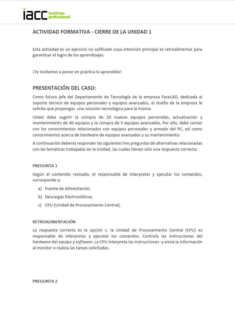 S2 Actividad Formativa Cierre Unidad 1 | PDF