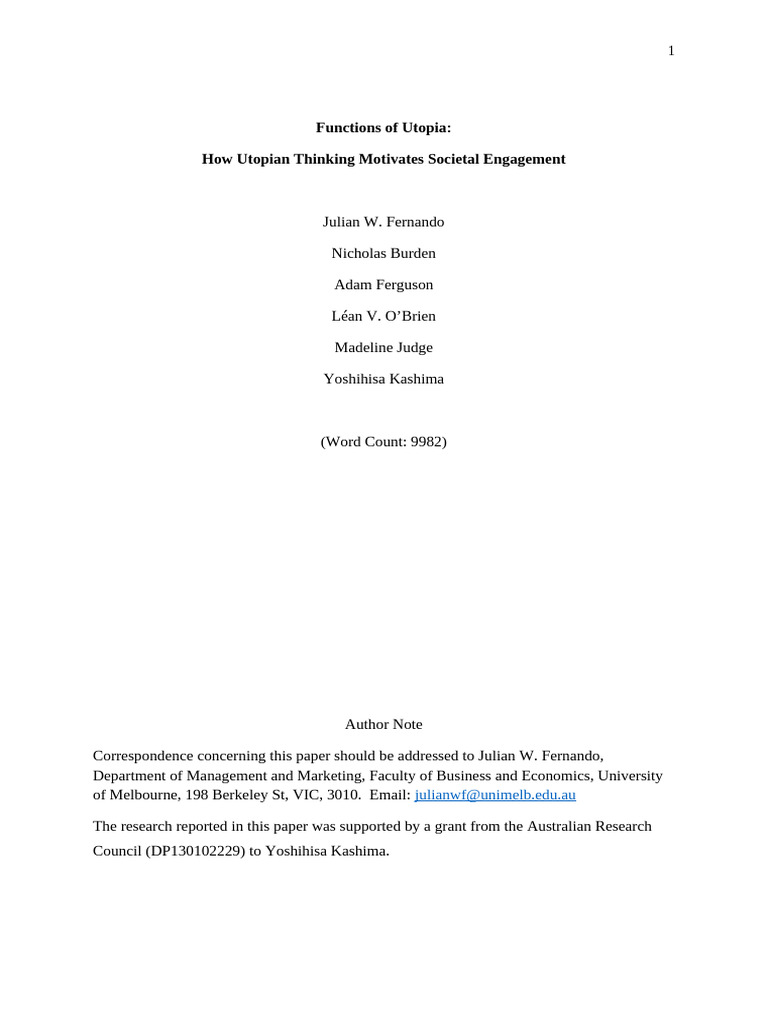 FunctionsofUtopia_accepted | PDF | Utopia | Thought