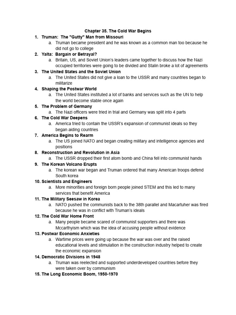 Cold War Overview and Key Events | PDF | Cold War | Harry S. Truman