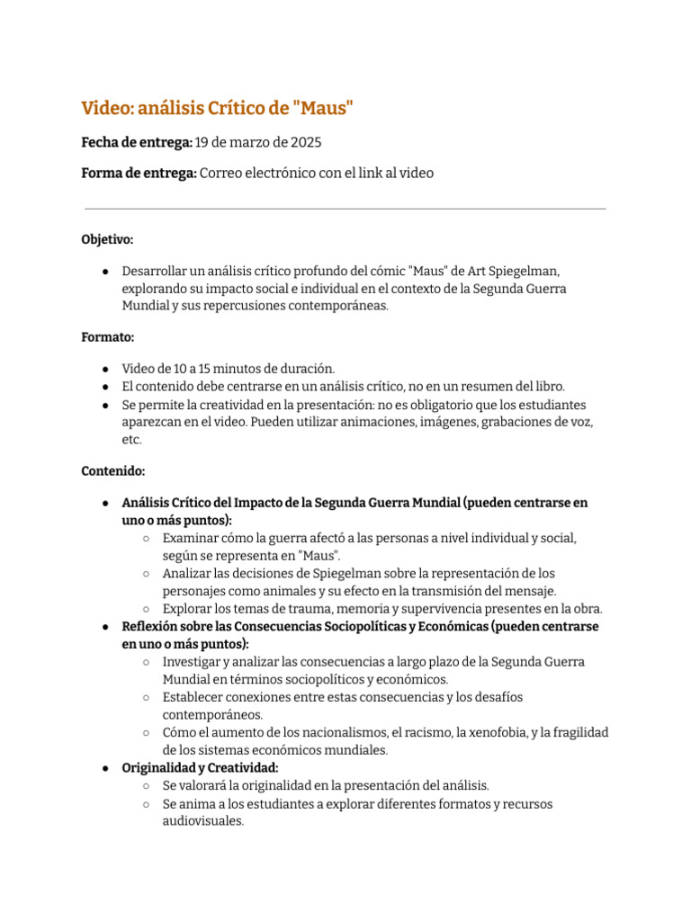 Video - Análisis Crítico de - Maus | PDF