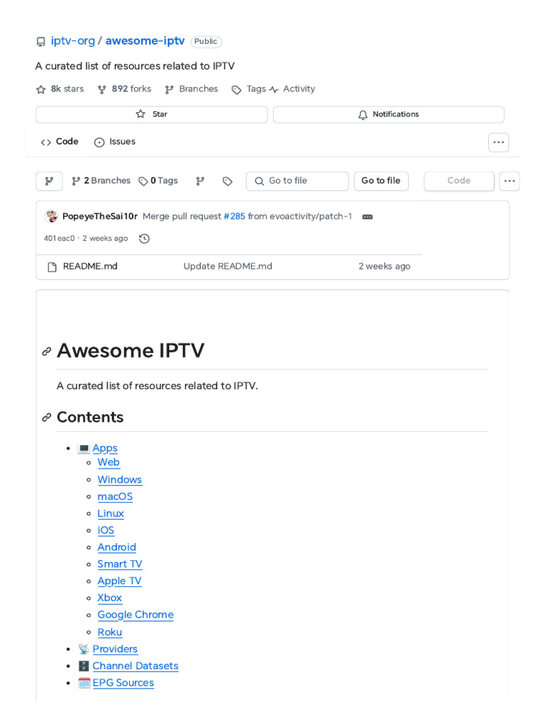 GitHub - Iptv-Org - Awesome-Iptv - A Curated List of Resources Rela | PDF | Apple Tv | Ios
