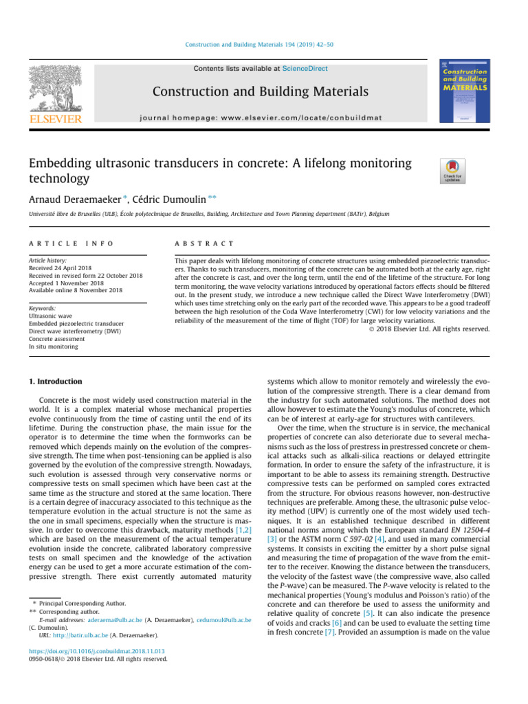 Ultrasonic Monitoring of Concrete Structures | PDF | Waves | Ultrasound