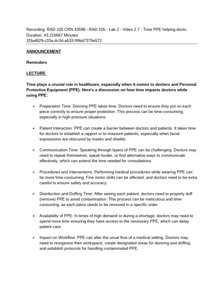 Time PPE Helping Doctor Summary | PDF | Personal Protective Equipment ...