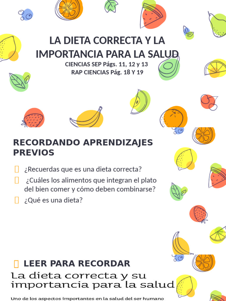 La Dieta Correcta y La Importancia para La | PDF