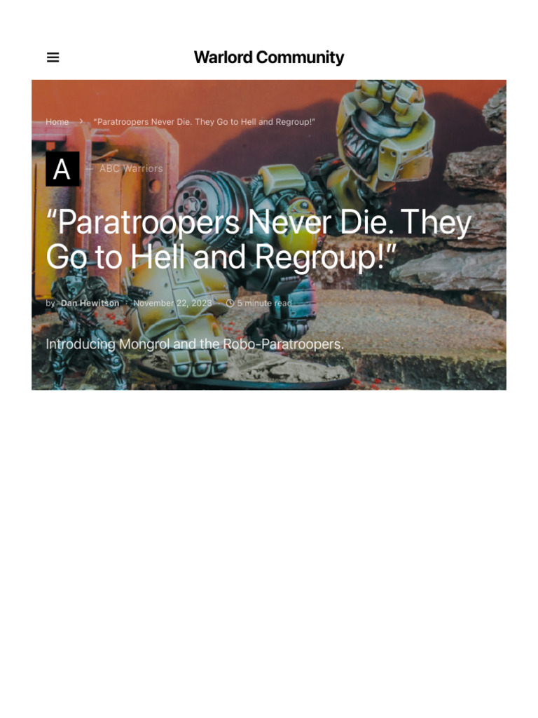 "Paratroopers Never Die. They Go To Hell and Regroup!" - Warlord ...