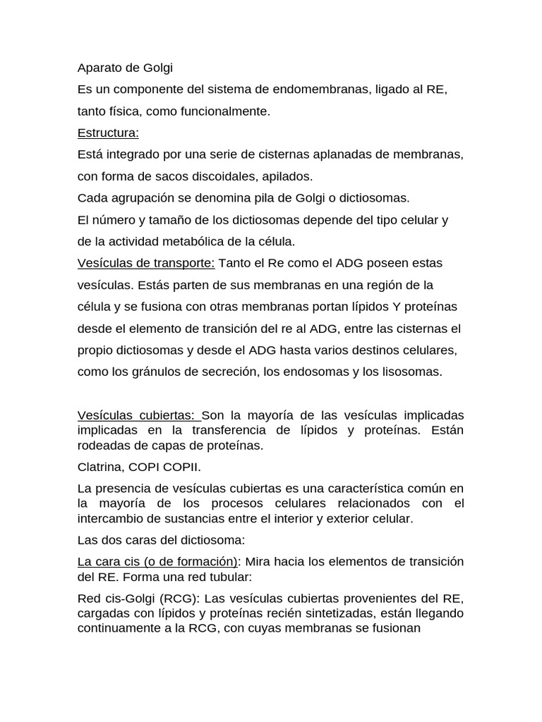 Aparato de Golgi | PDF