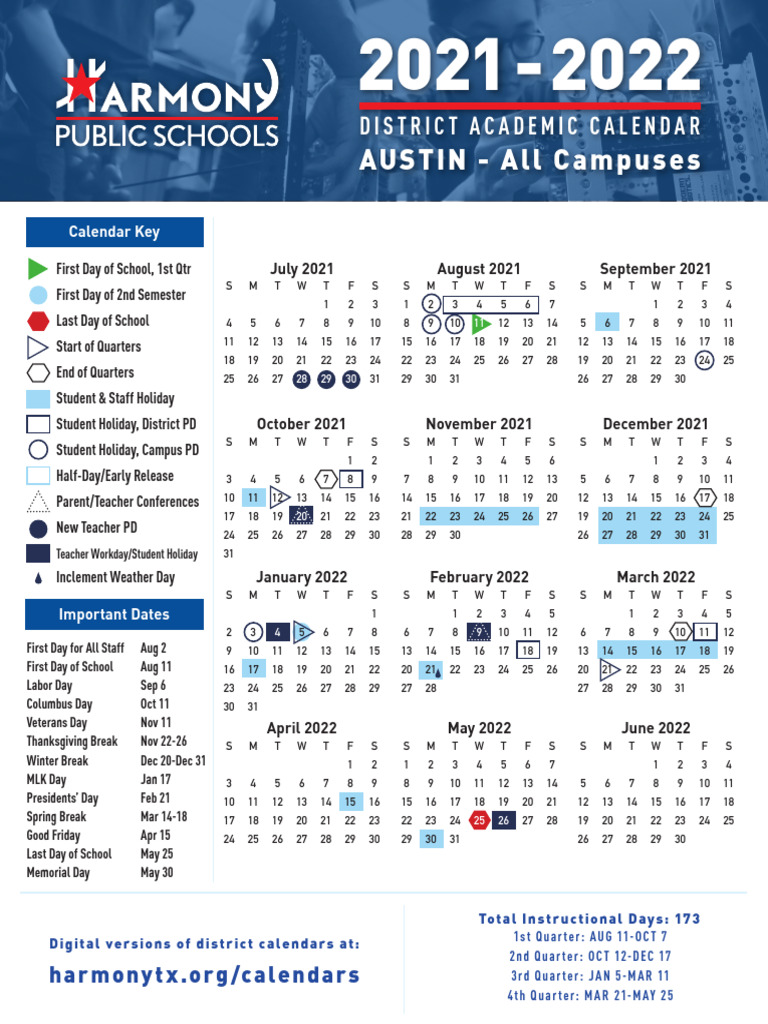 Austin Calendar One-Pager 2021-2022 | PDF | Academic Term | Academia