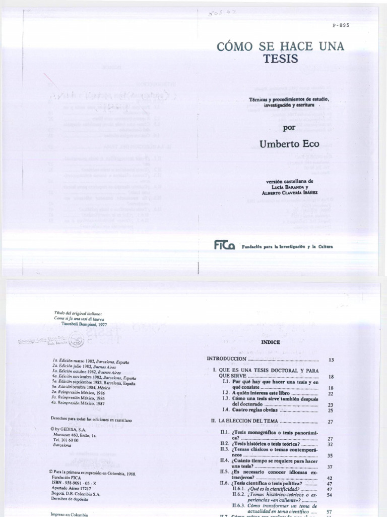 Como Se Hace Una Tesis (Humberto Eco) | PDF