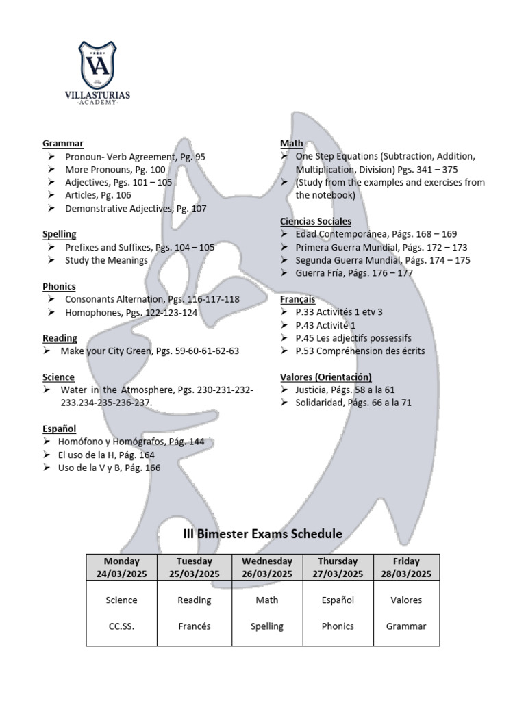 Temario de Examenes Sexto Grado III Parcial | PDF