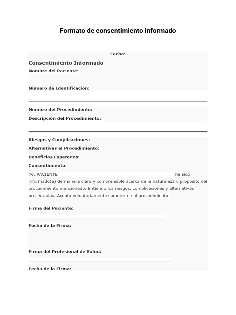 Formato de Consentimiento Informado | PDF