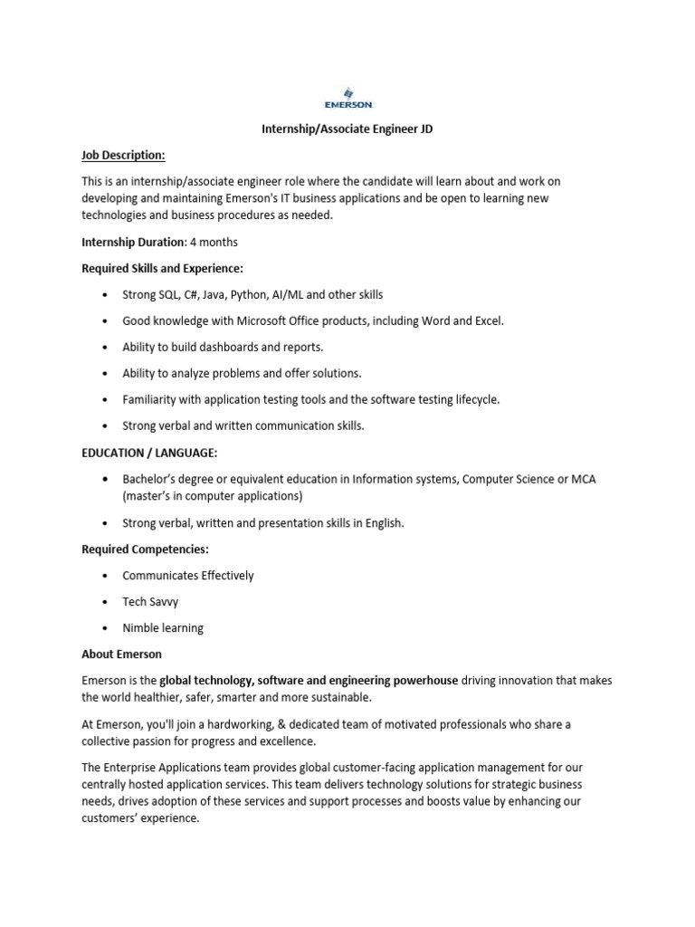 Job Description - EITS Internship | PDF | Internship | Job Hunting