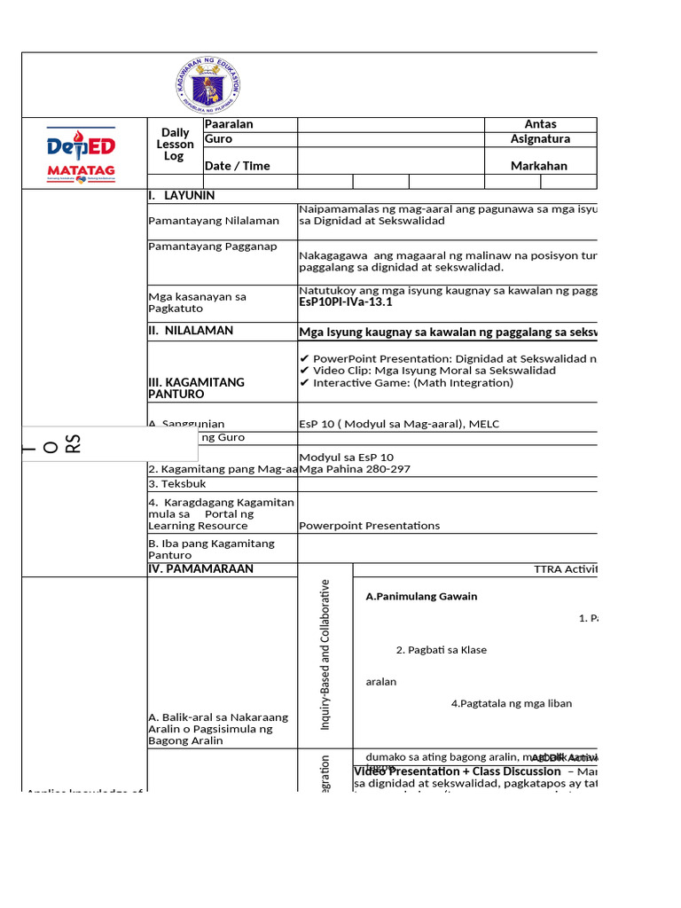 DLL - COT ESP10 (4th QTR) | PDF
