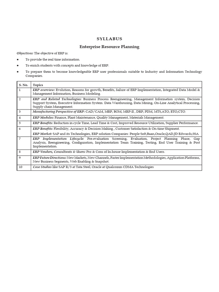 ERP Overview and Implementation Guide | PDF | Enterprise Resource ...