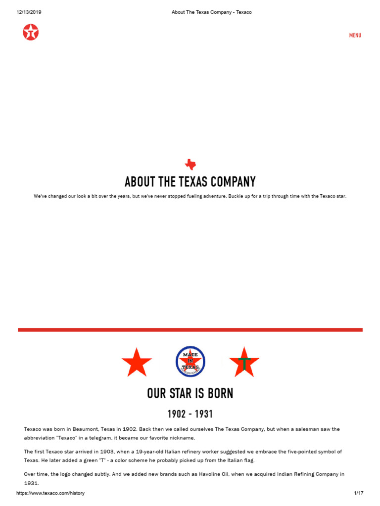 Texaco: History Since 1902 | PDF