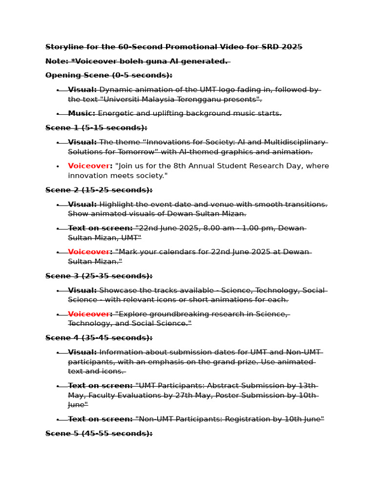 Storyline Video SRD 2025 | PDF