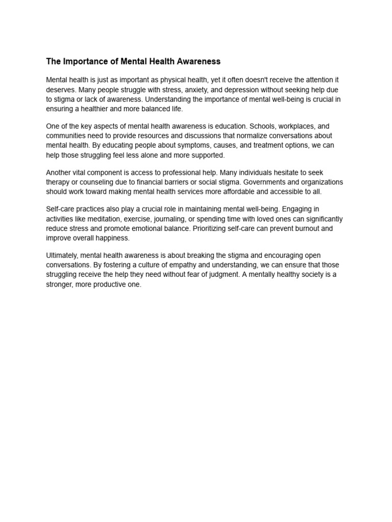 The importance of mental health awareness | PDF