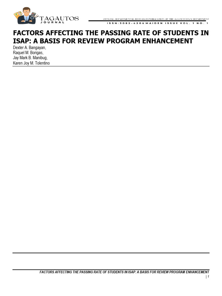 Enhancing ISAP's CPA Passing Rates Factors | PDF | Categorical Variable ...