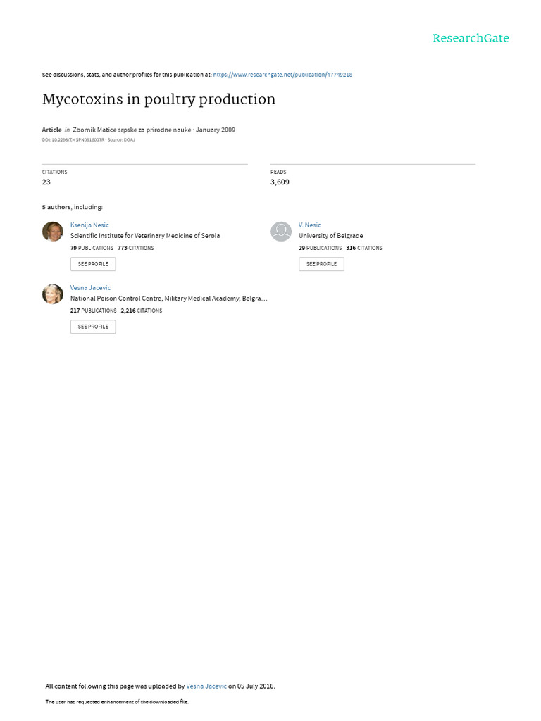 Mycotoxins in Poultry Production | PDF | Mycotoxin | Immune System