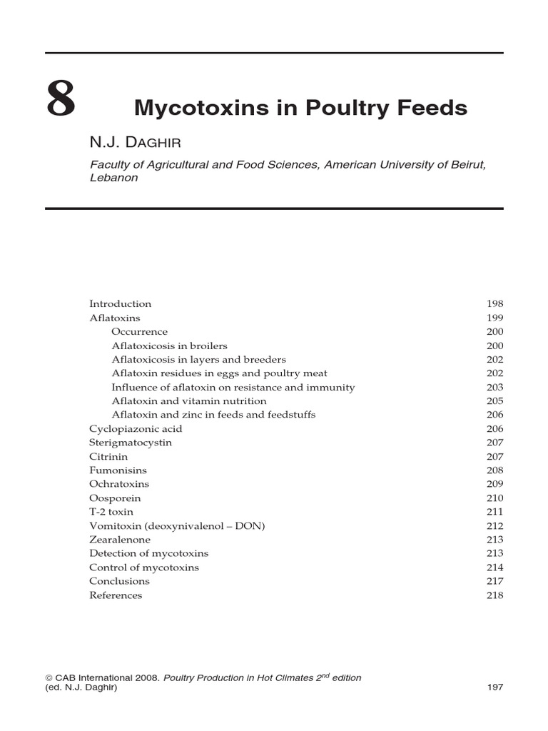 Daghir Daghir 2008 Mycotoxins in Poultry Feeds | PDF | Mycotoxin