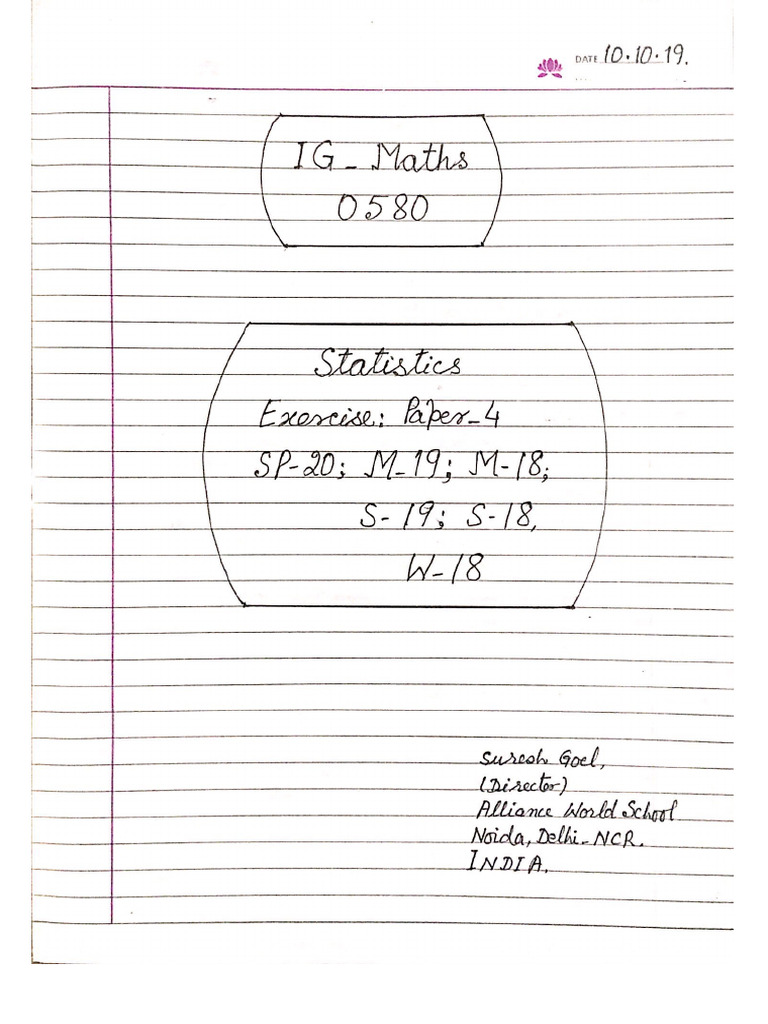 Ig 0580 Statistics Paper 4 Exercise 1 | PDF